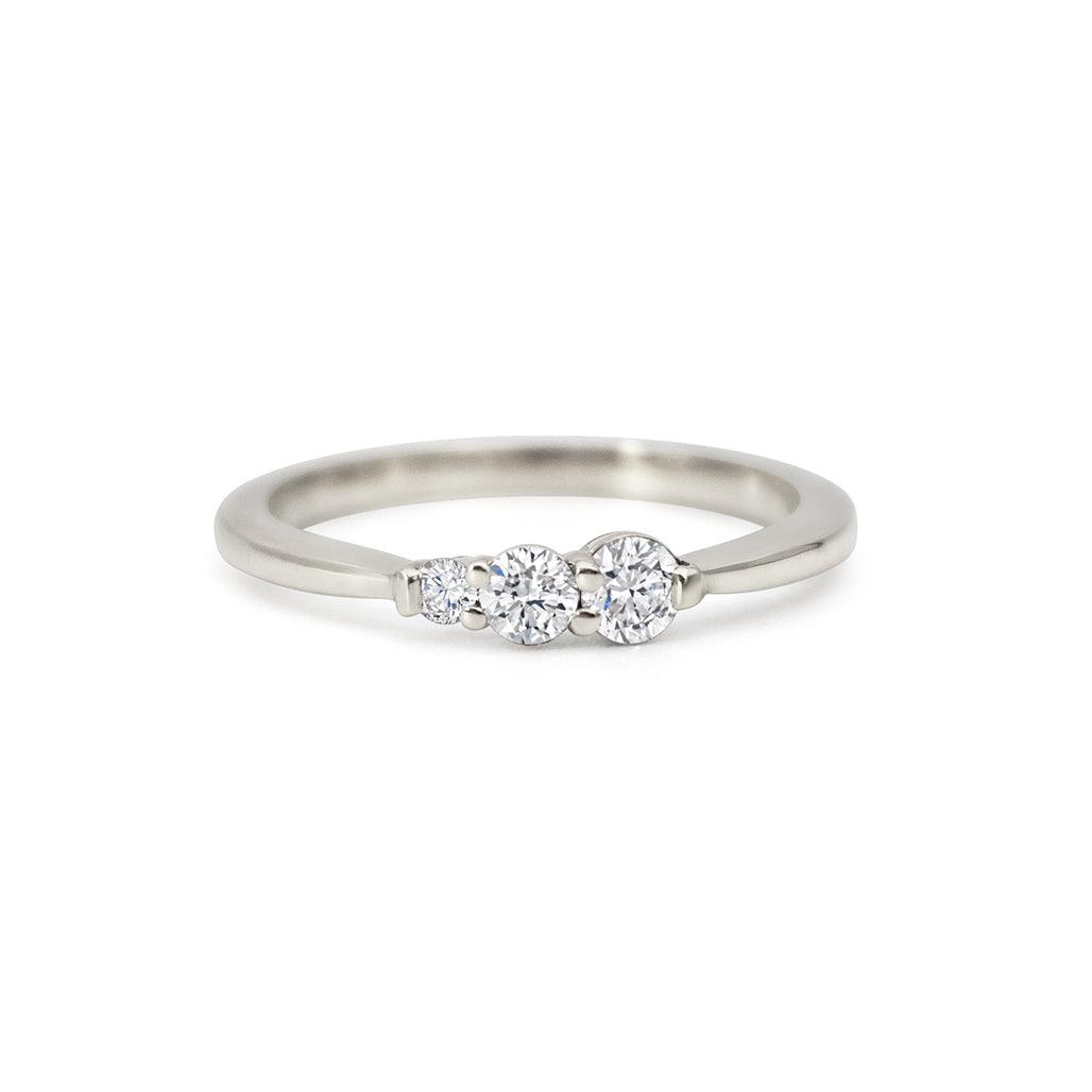 White Gold Trilogy Ring | White Gold Trilogy Engagement Ring